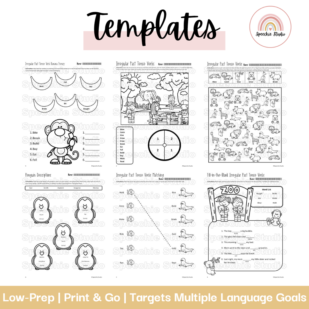 Zoo Themed Language Worksheets and Activities for Speech Therapy - No ...