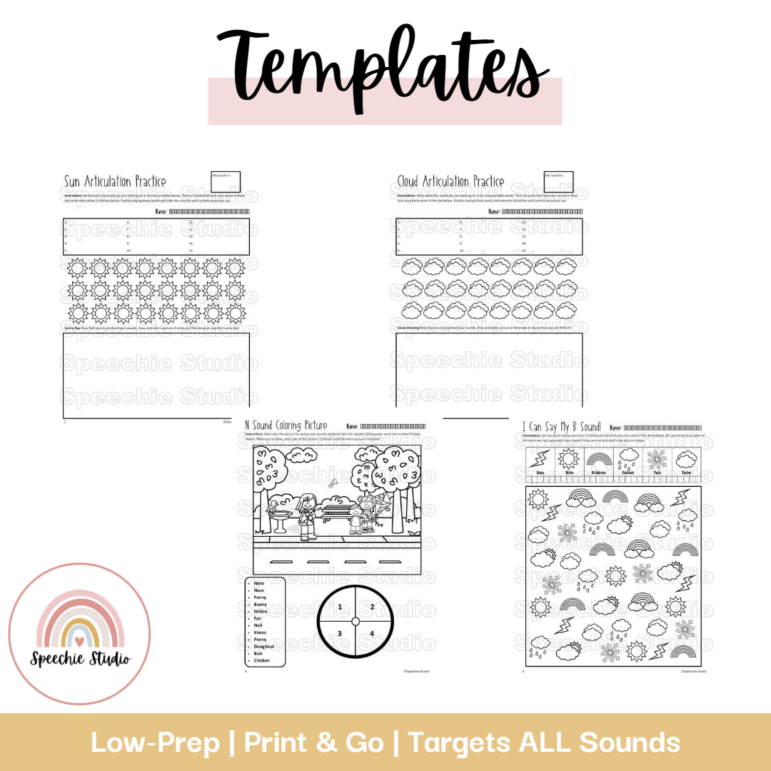 Weather Themed Articulation Worksheets and Activities for Speech ...