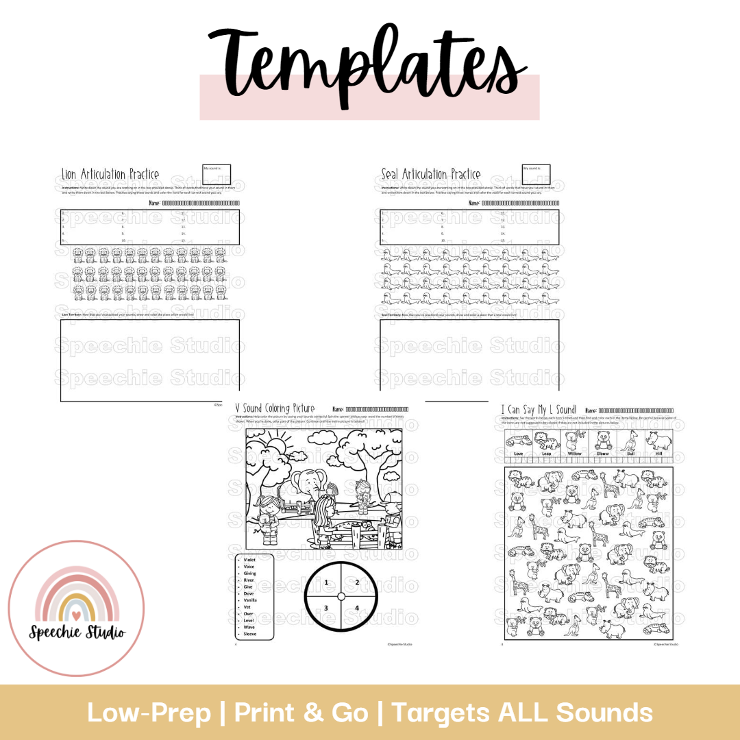 Zoo Themed Articulation Worksheets and Activities for Speech Therapy ...