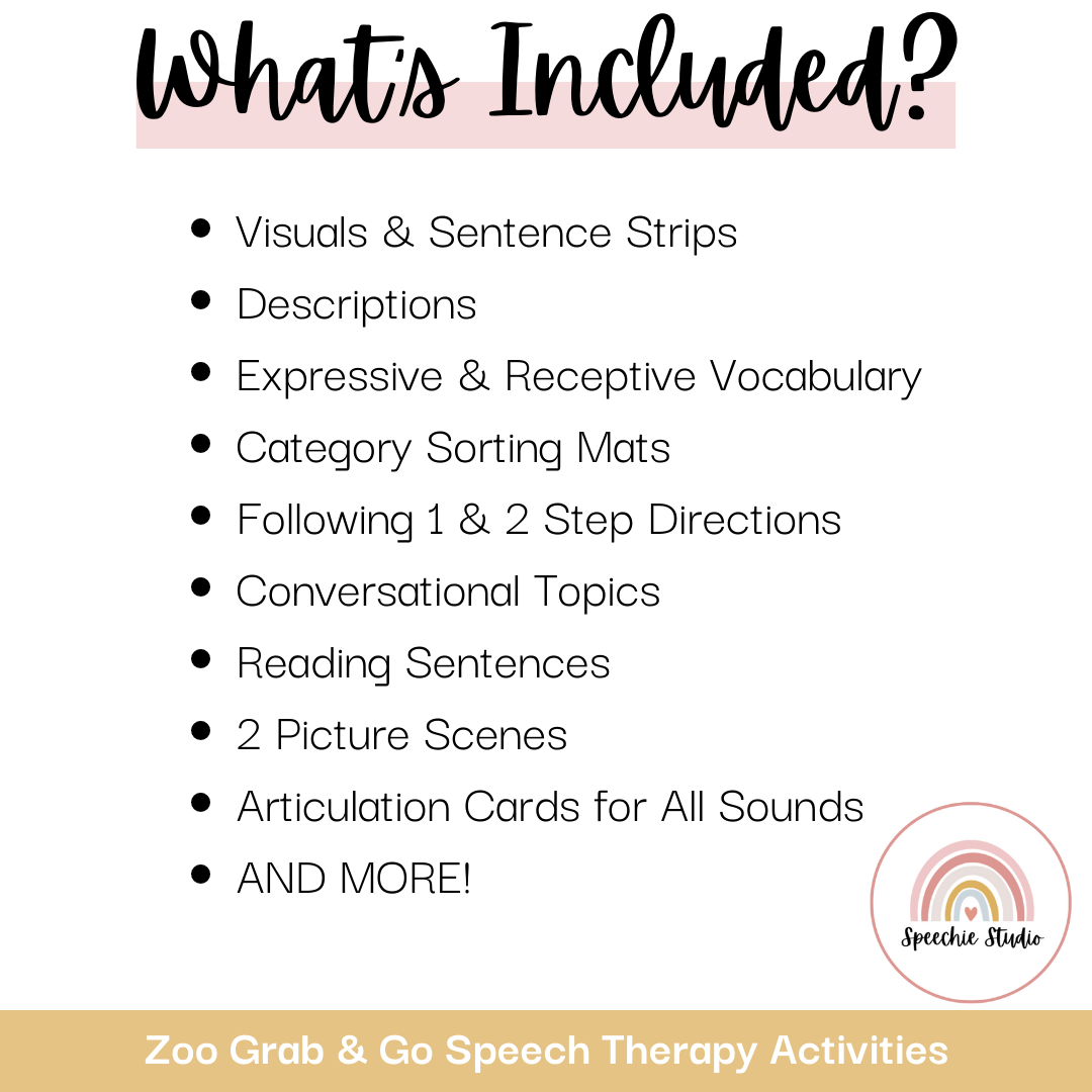 Zoo Themed Push-in Articulation & Language Activities for Speech ...