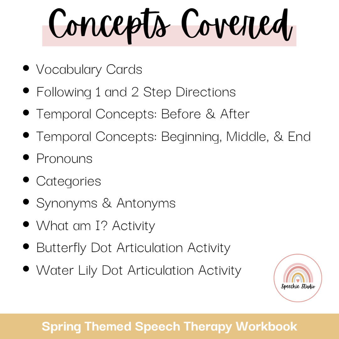 Spring Themed Language and Articulation Workbook for Speech Therapy NO ...