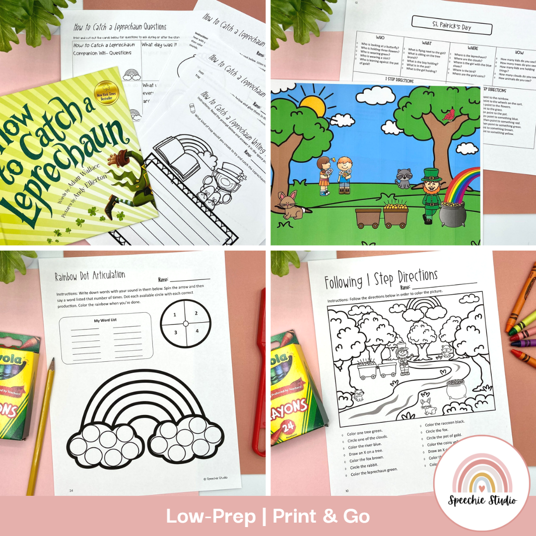 St. Patrick's Day No Prep Language and Articulation Bundled Activities ...