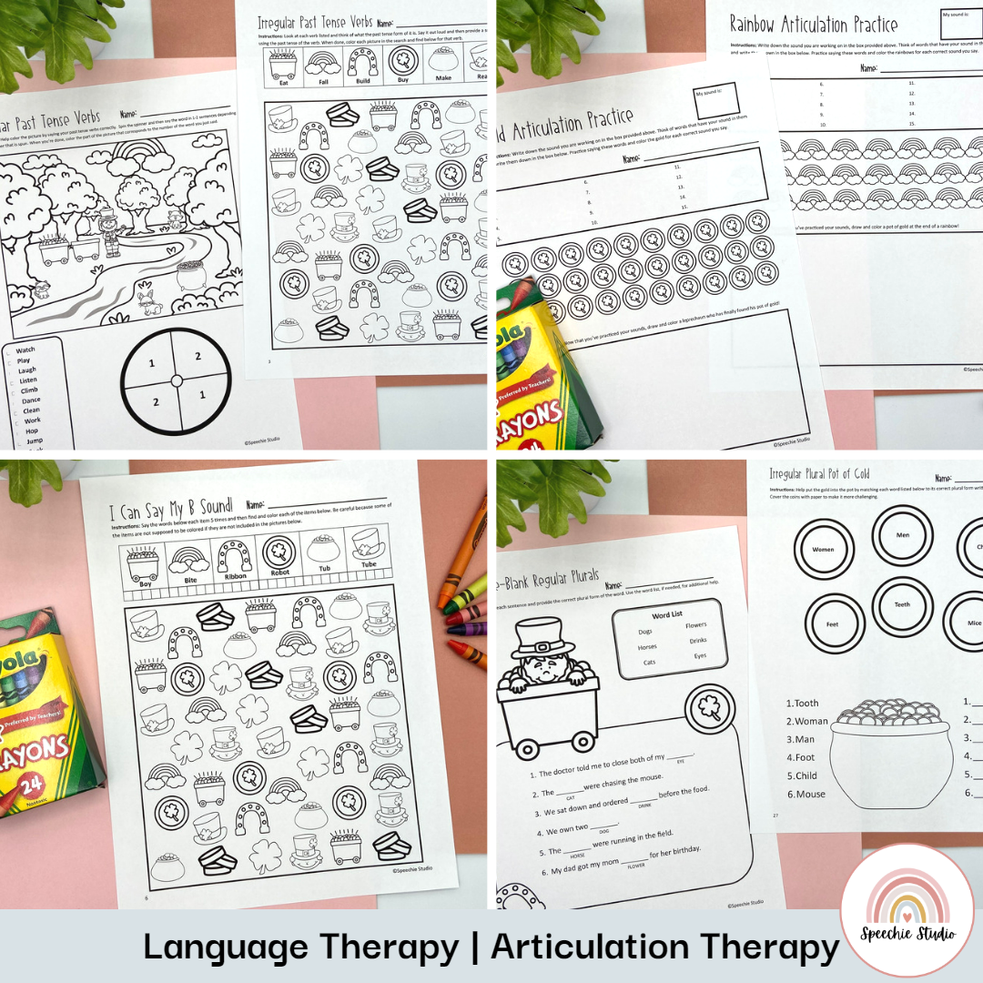 St. Patrick's Day No Prep Language and Articulation Bundled Activities ...