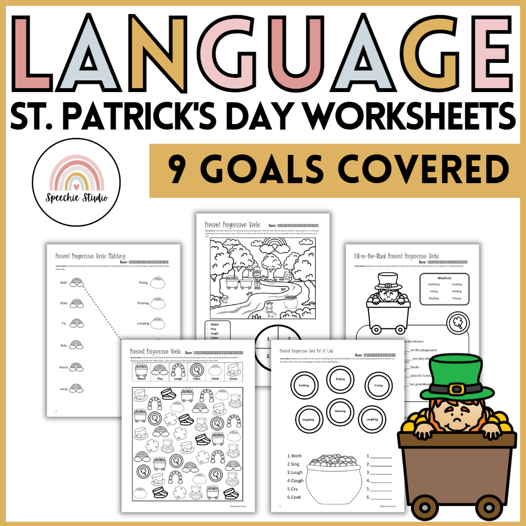 St. Patrick's Day Themed Language Worksheets and Activities for Speech ...