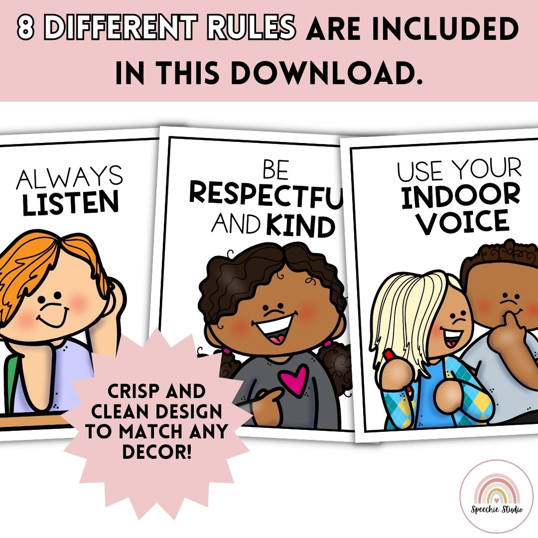 Speech Therapy Room Expectations and Rules Posters - Speechie Studio