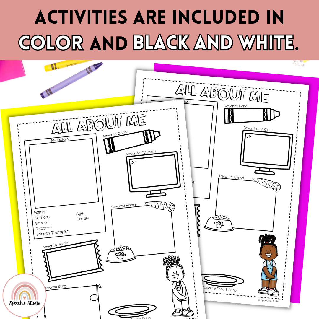Back to School Speech Therapy Activities for the Beginning of the Year ...