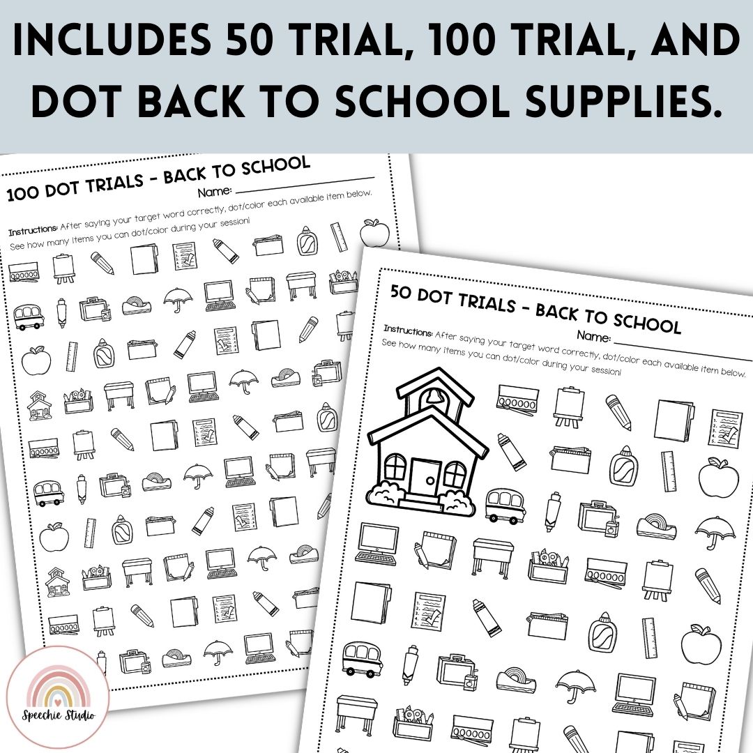 Back to School Articulation and Language Dot Worksheets for Speech ...