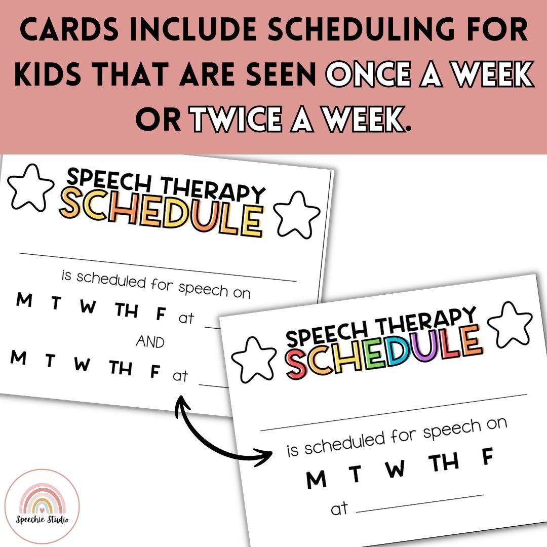 Private Practice Speech Therapy Scheduling and Reminder Cards ...
