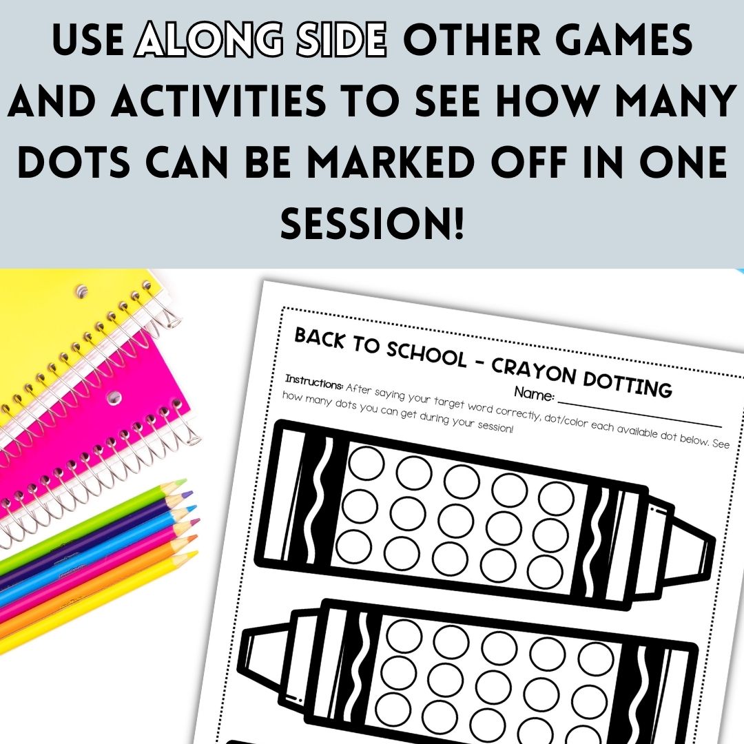 Back to School Articulation and Language Dot Worksheets for Speech ...