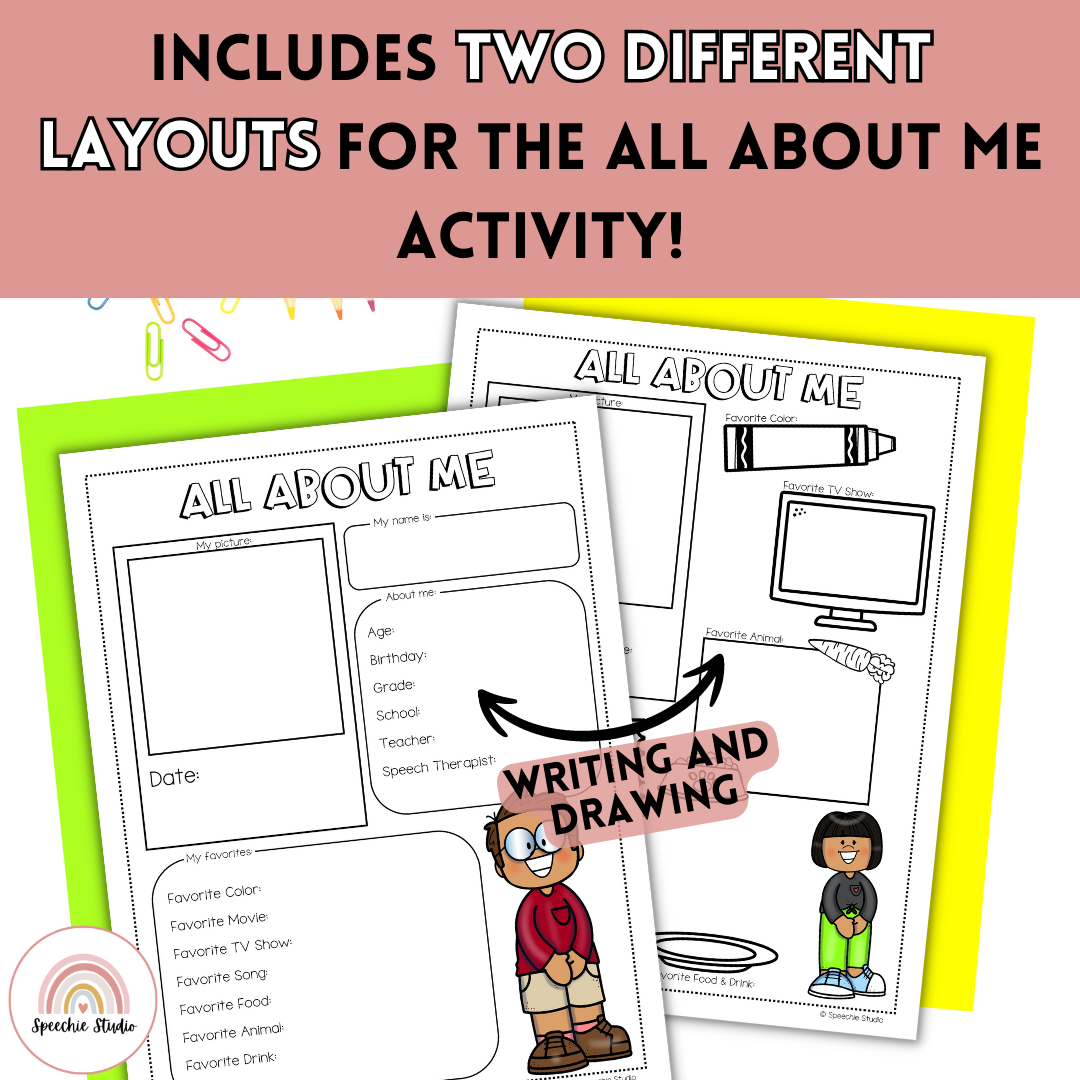 Back to School Speech Therapy Activities for the Beginning of the Year ...