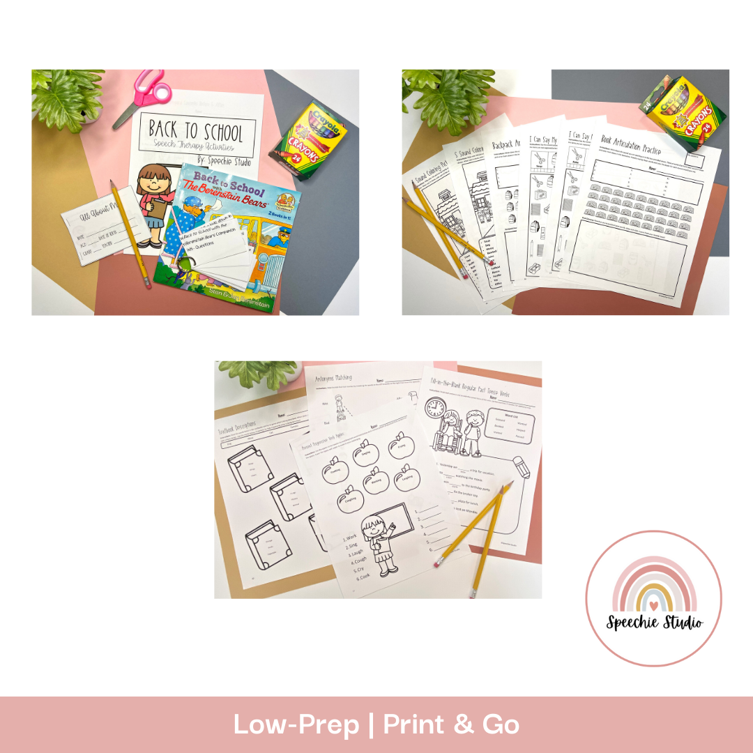Back to School No Prep Language and Articulation Bundled Activities for ...