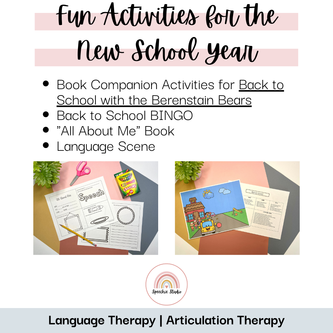 Back to School Themed Language and Articulation Workbook for Speech ...