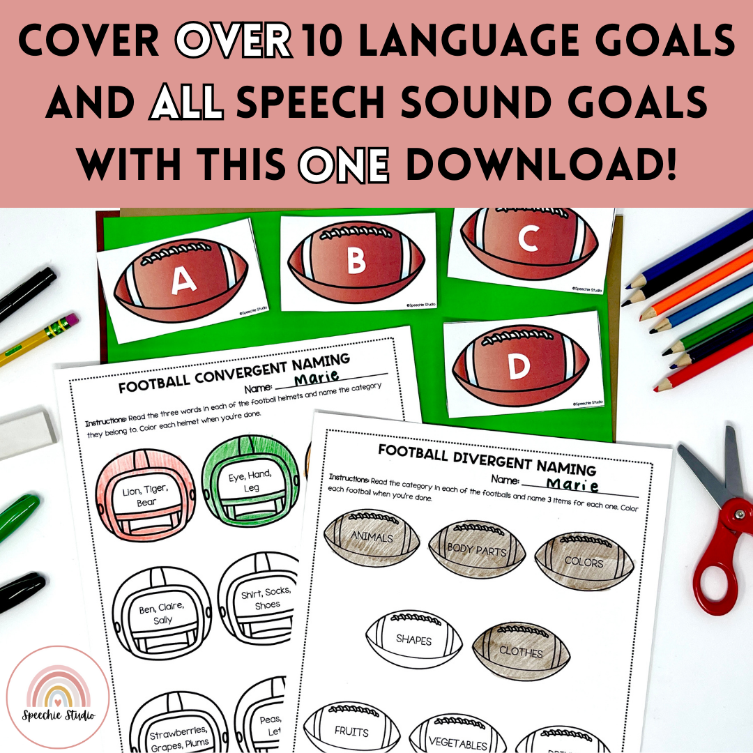 Football No Prep Language and Articulation Bundled Activities for ...
