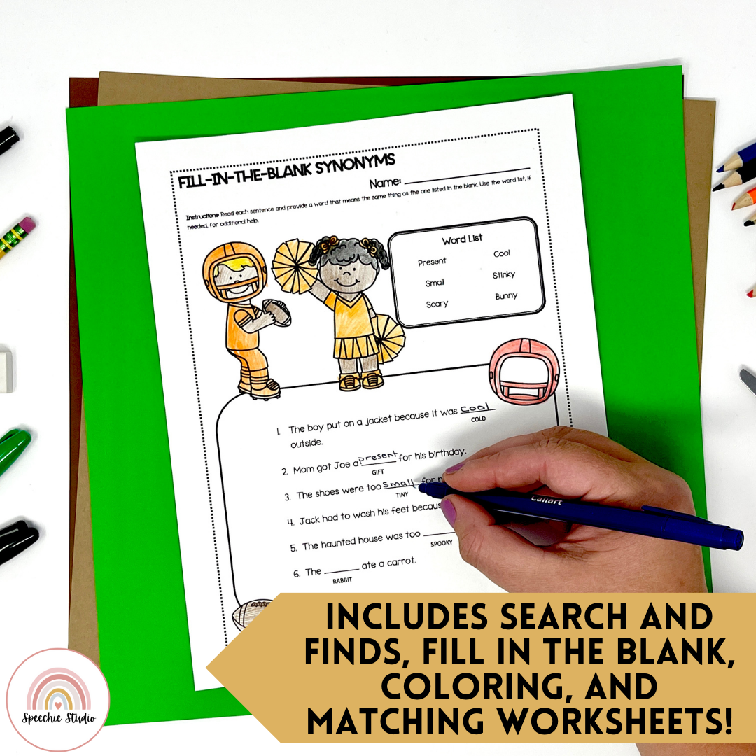Football Themed Language Worksheets and Activities for Speech Therapy ...