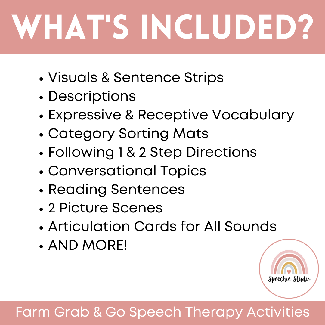 Farm Themed Push-in Articulation & Language Activities for Speech ...