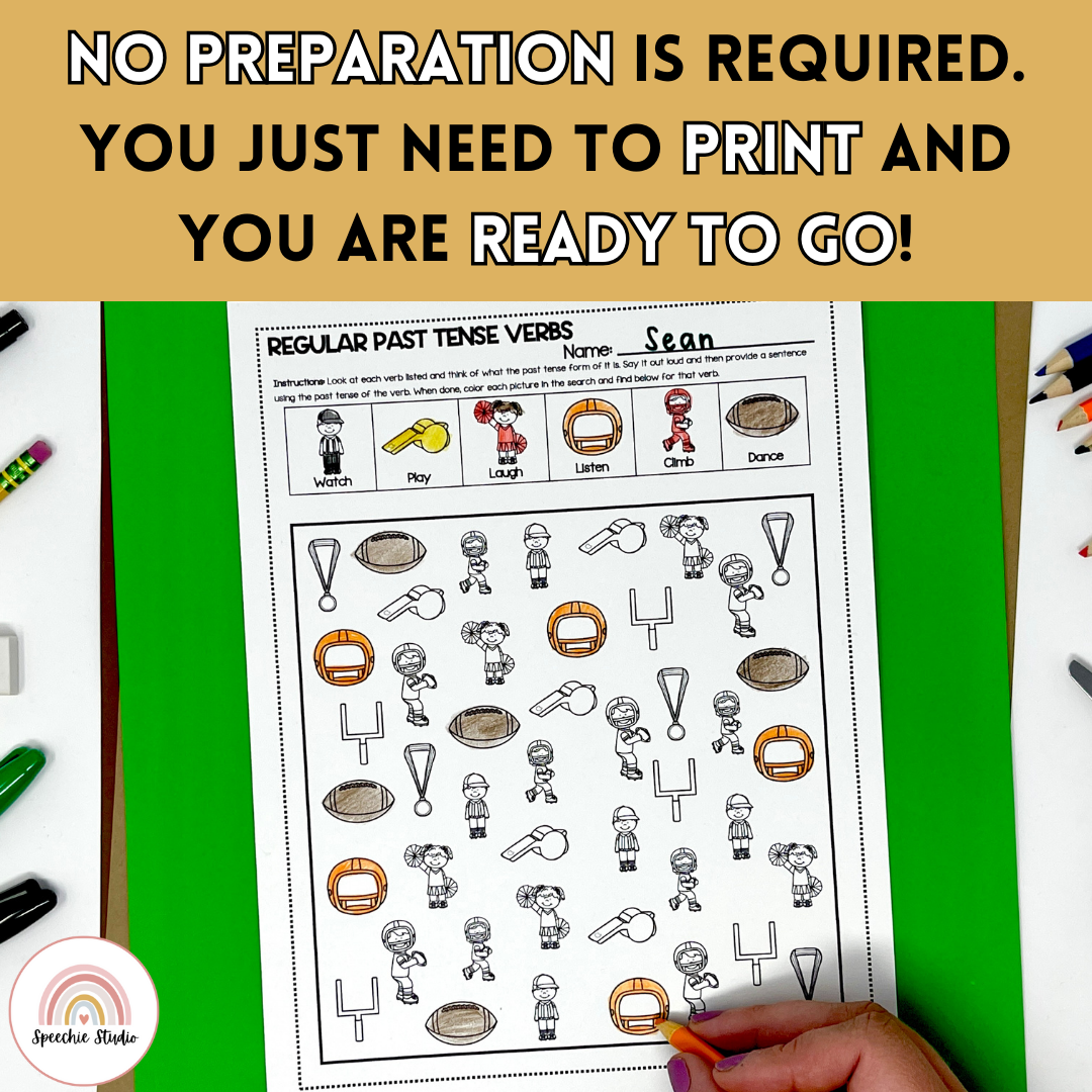 Football Themed Language Worksheets and Activities for Speech Therapy ...