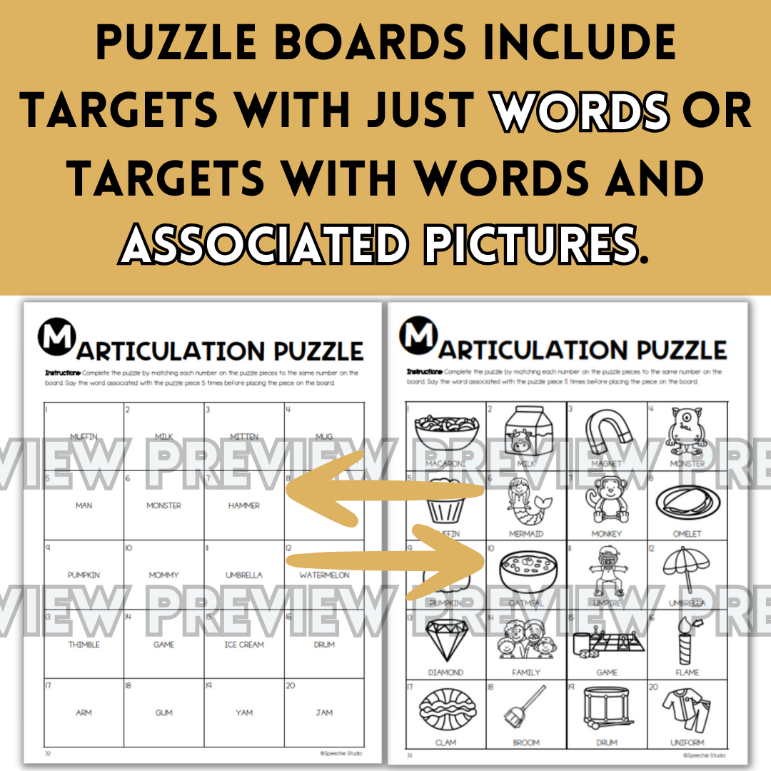 Fall Speech Therapy Articulation Puzzles and Activities - Speechie Studio