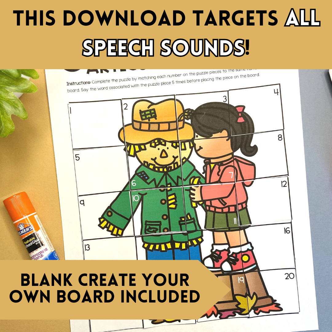 Fall Speech Therapy Articulation Puzzles and Activities - Speechie Studio