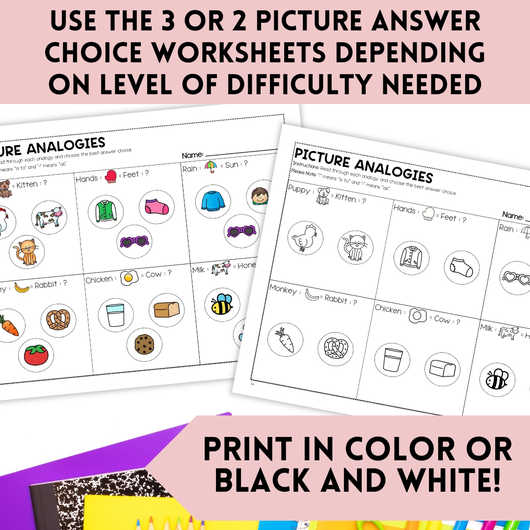 Analogies Worksheets and Activities for Speech Therapy No Prep ...