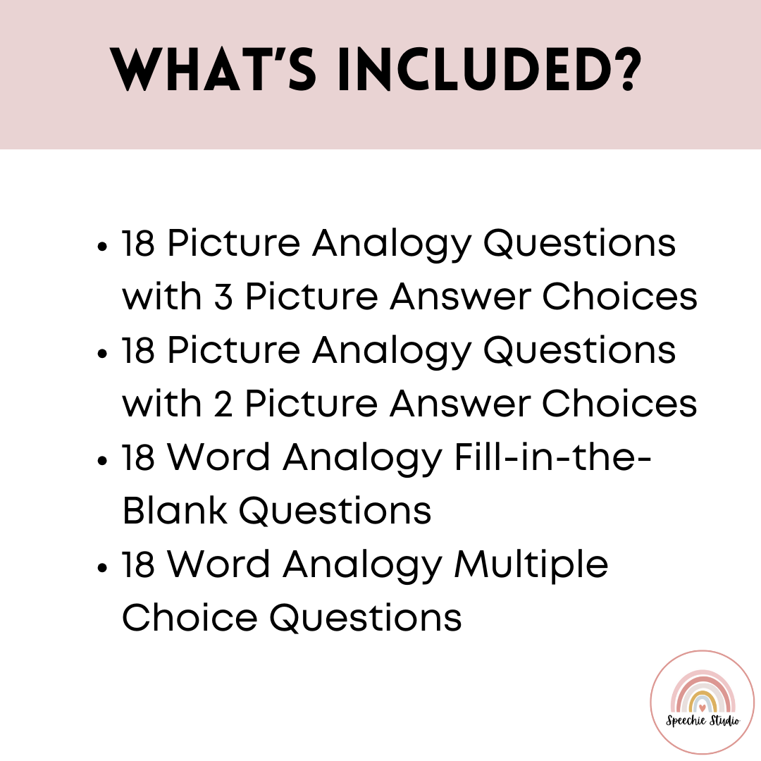 Analogies Worksheets and Activities for Speech Therapy No Prep ...