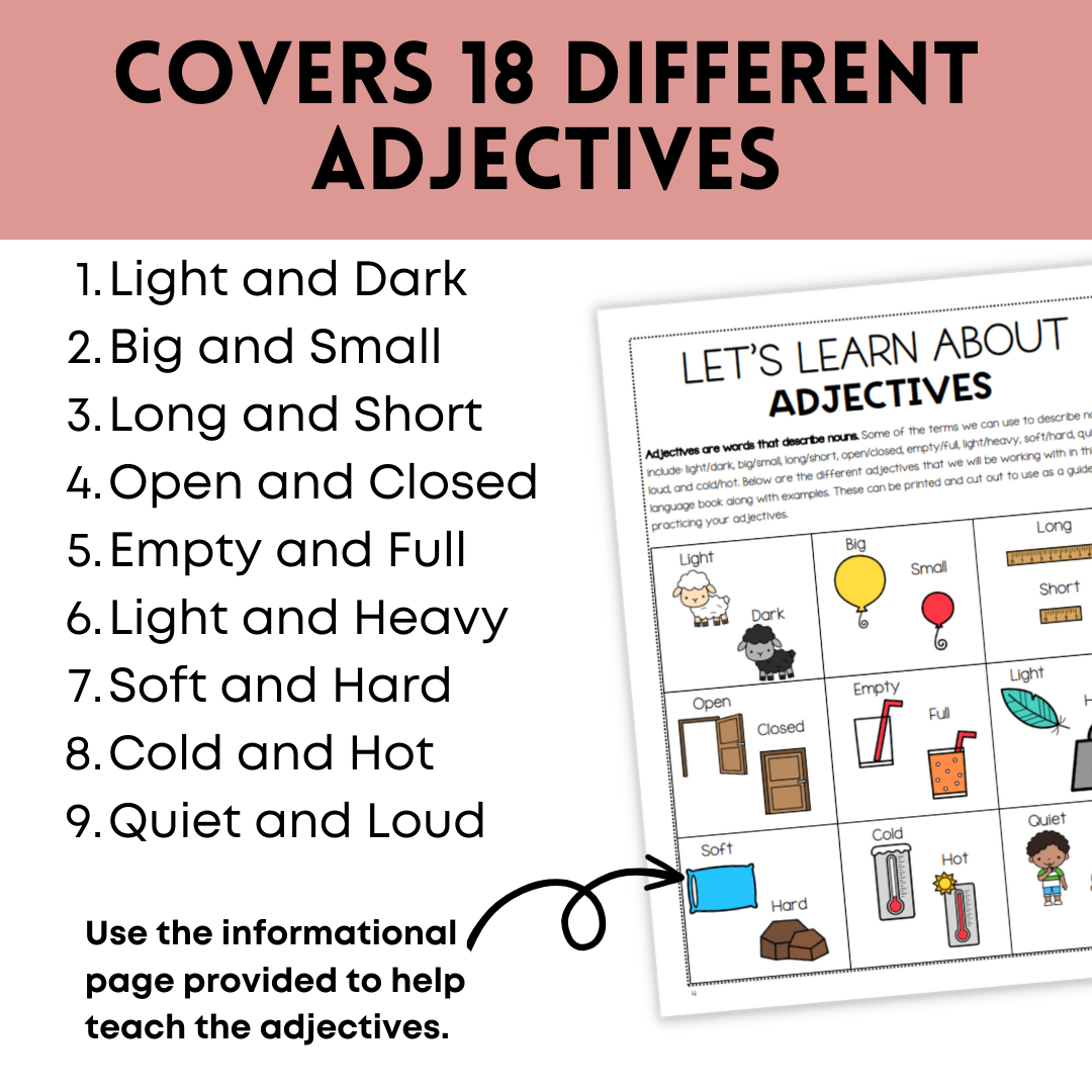 Adjectives and Analogies Activities and Worksheets for Speech Therapy ...