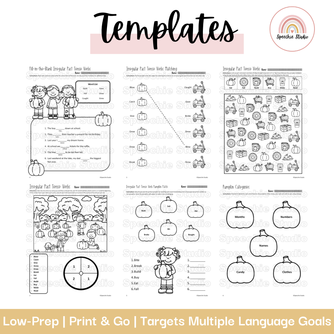 Pumpkin Language Worksheets and Activities for Speech Therapy No Prep ...