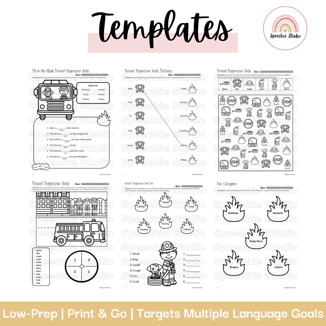 Fire Safety Language Worksheets and Activities for Speech Therapy No ...