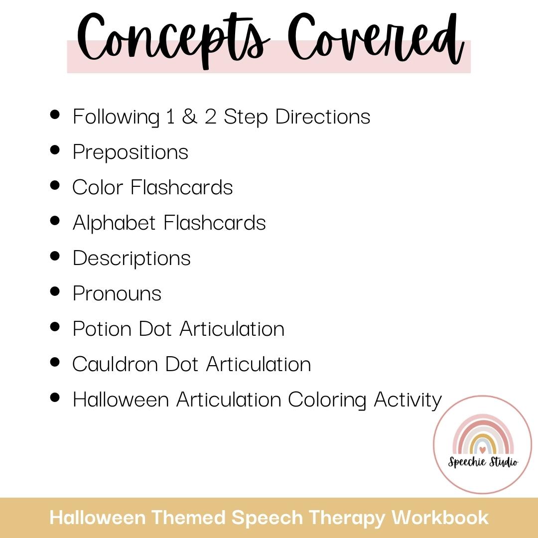 Halloween Themed Language and Articulation Workbook for Speech Therapy ...