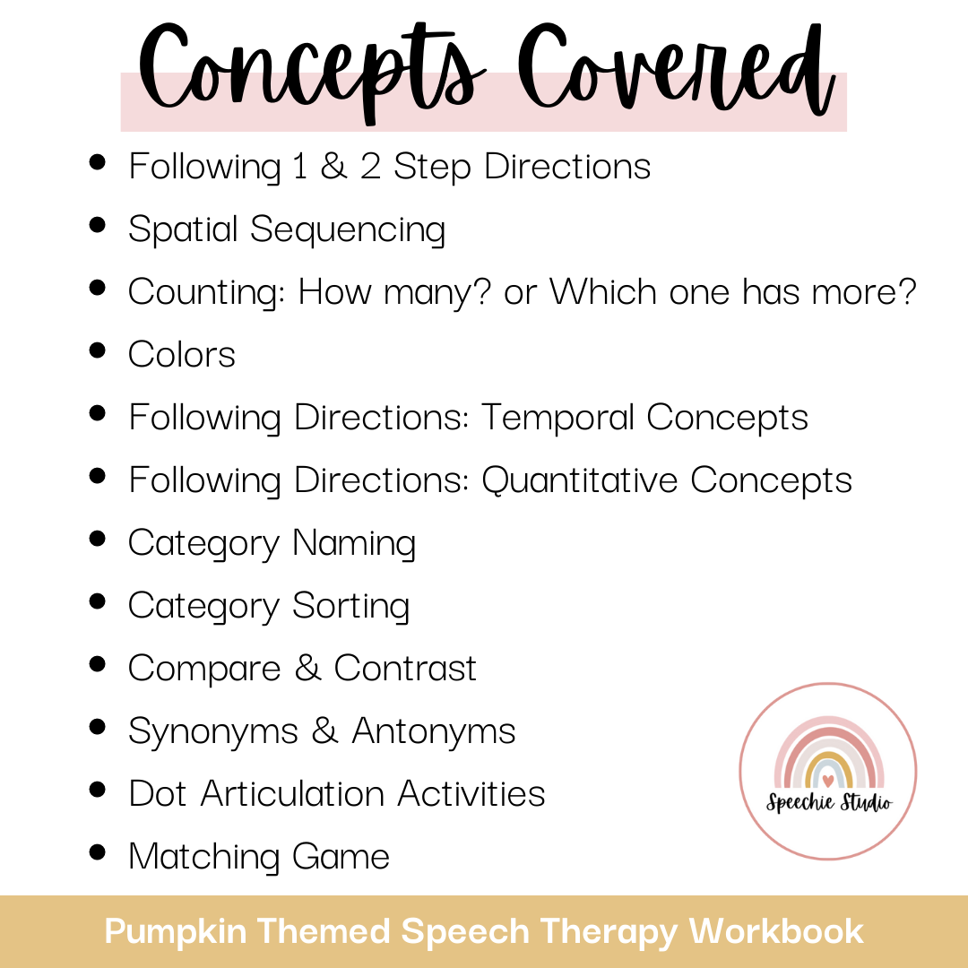 Pumpkin Themed Language and Articulation Workbook for Speech Therapy NO ...