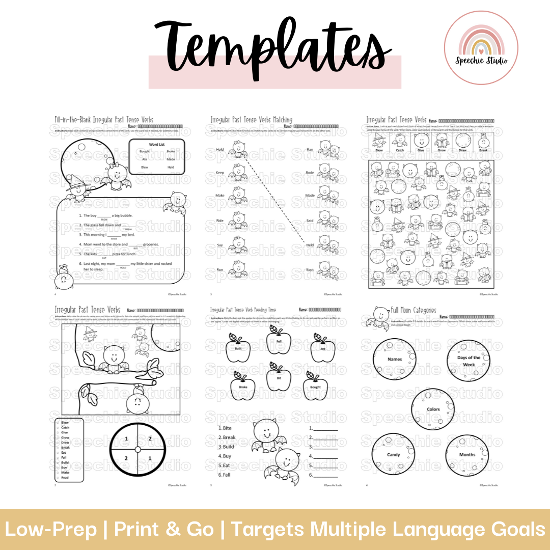 Bat Language Worksheets and Activities for Speech Therapy No Prep ...
