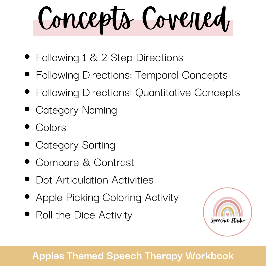 Apple Themed Language and Articulation Workbook for Speech Therapy NO ...