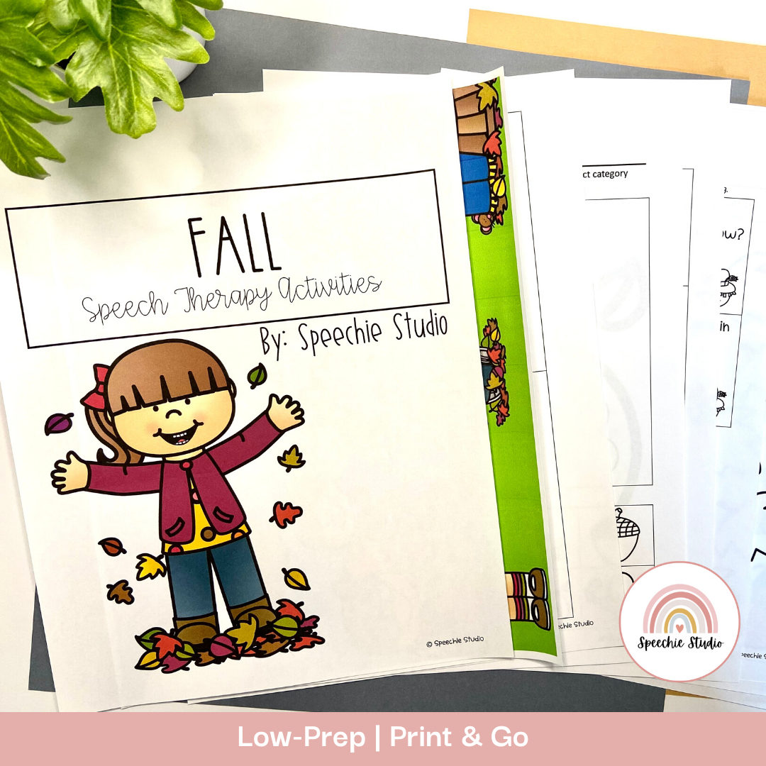 Fall Themed Language and Articulation Workbook for Speech Therapy NO ...