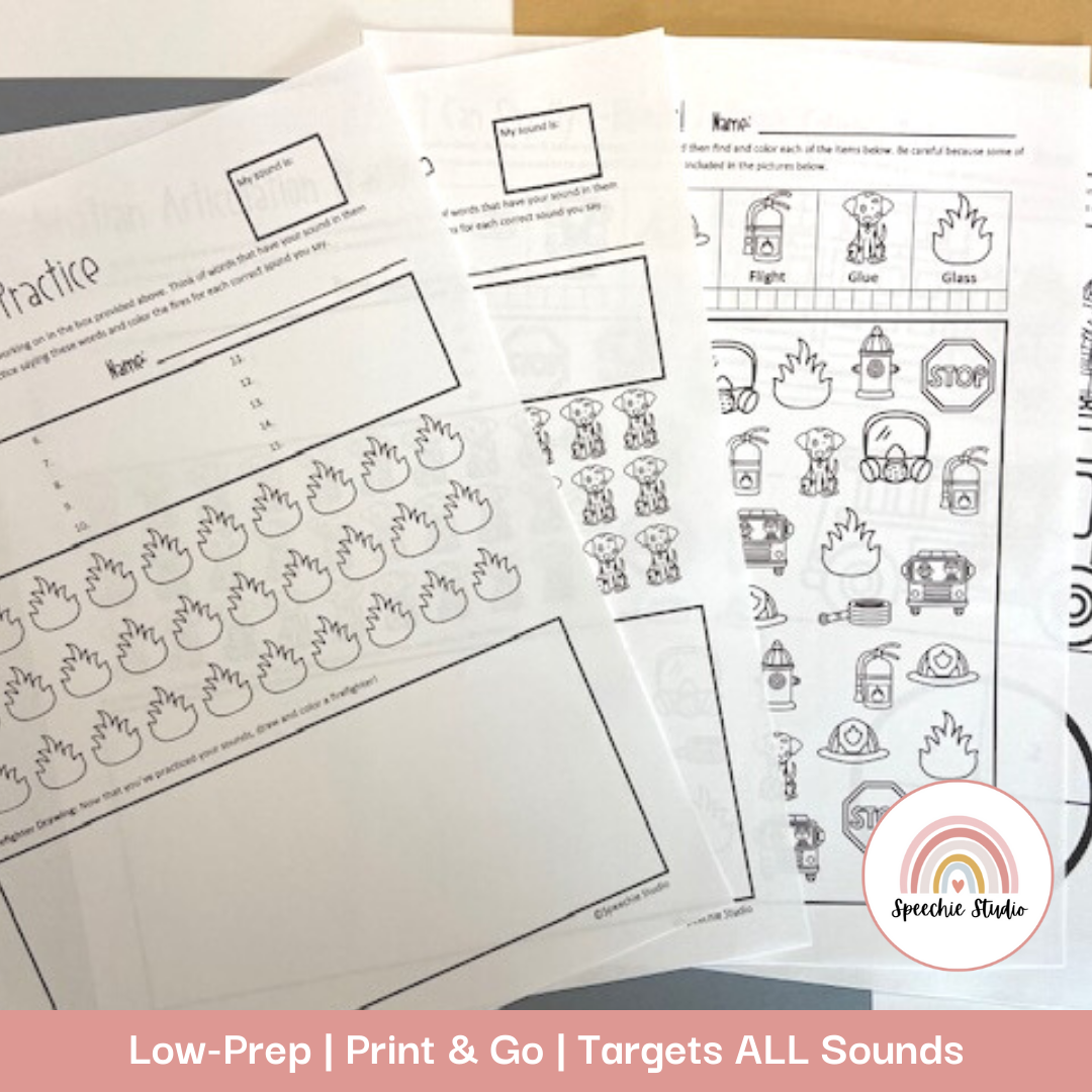 Fire Safety Articulation Worksheets & Activities for Speech Therapy No ...