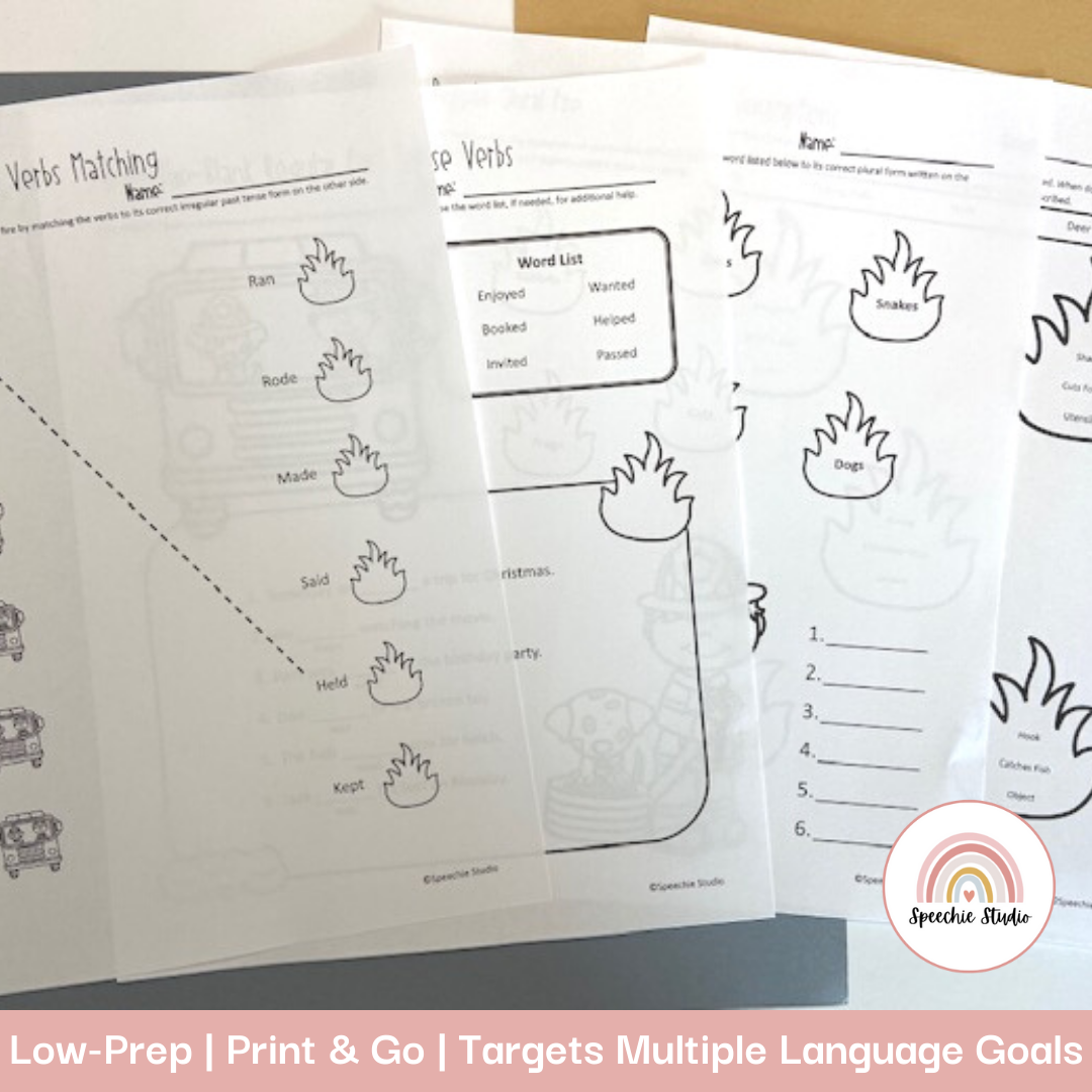 Fire Safety Language Worksheets and Activities for Speech Therapy No ...
