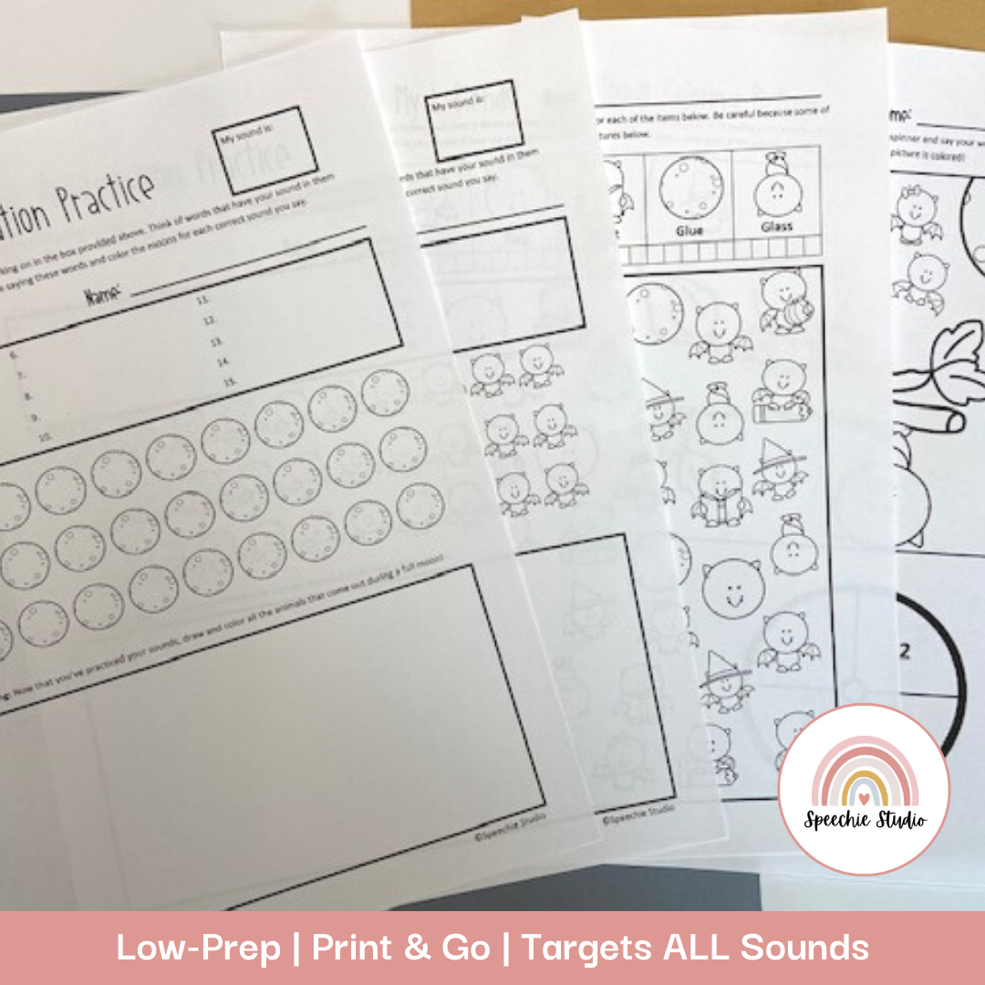 Bat Themed Articulation Worksheets and Activities for Speech Therapy No ...