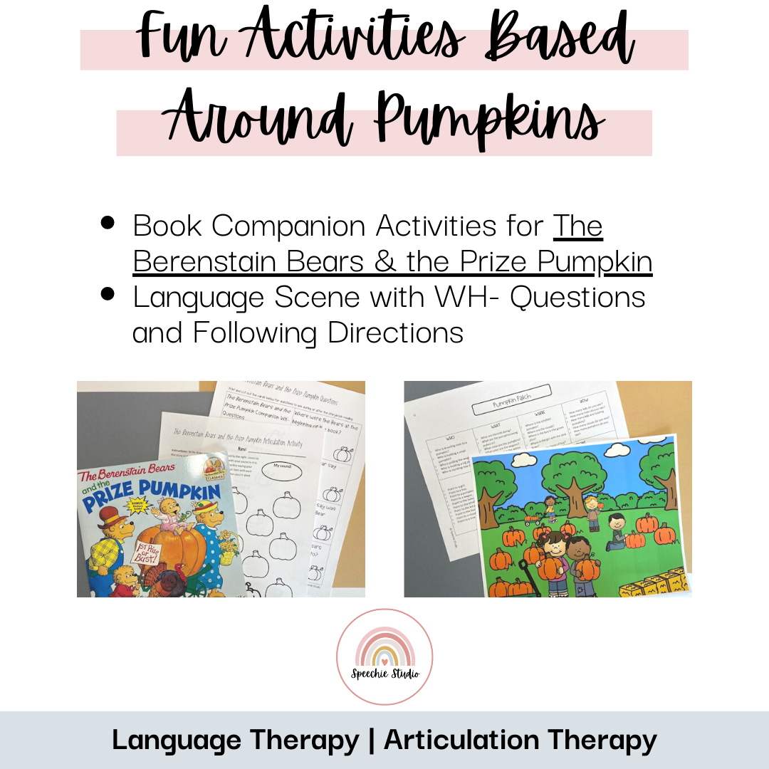 Pumpkin Themed Language and Articulation Workbook for Speech Therapy NO ...