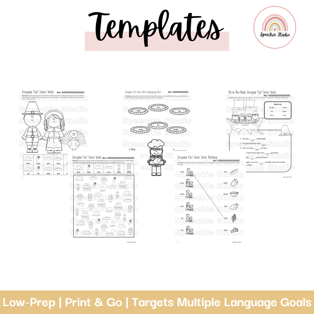 Thanksgiving Language Worksheets and Activities for Speech Therapy No ...