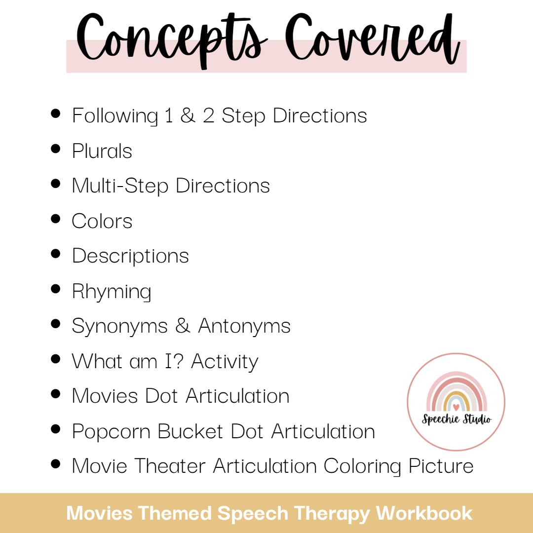 Movie Themed Language and Articulation Workbook for Speech Therapy NO ...