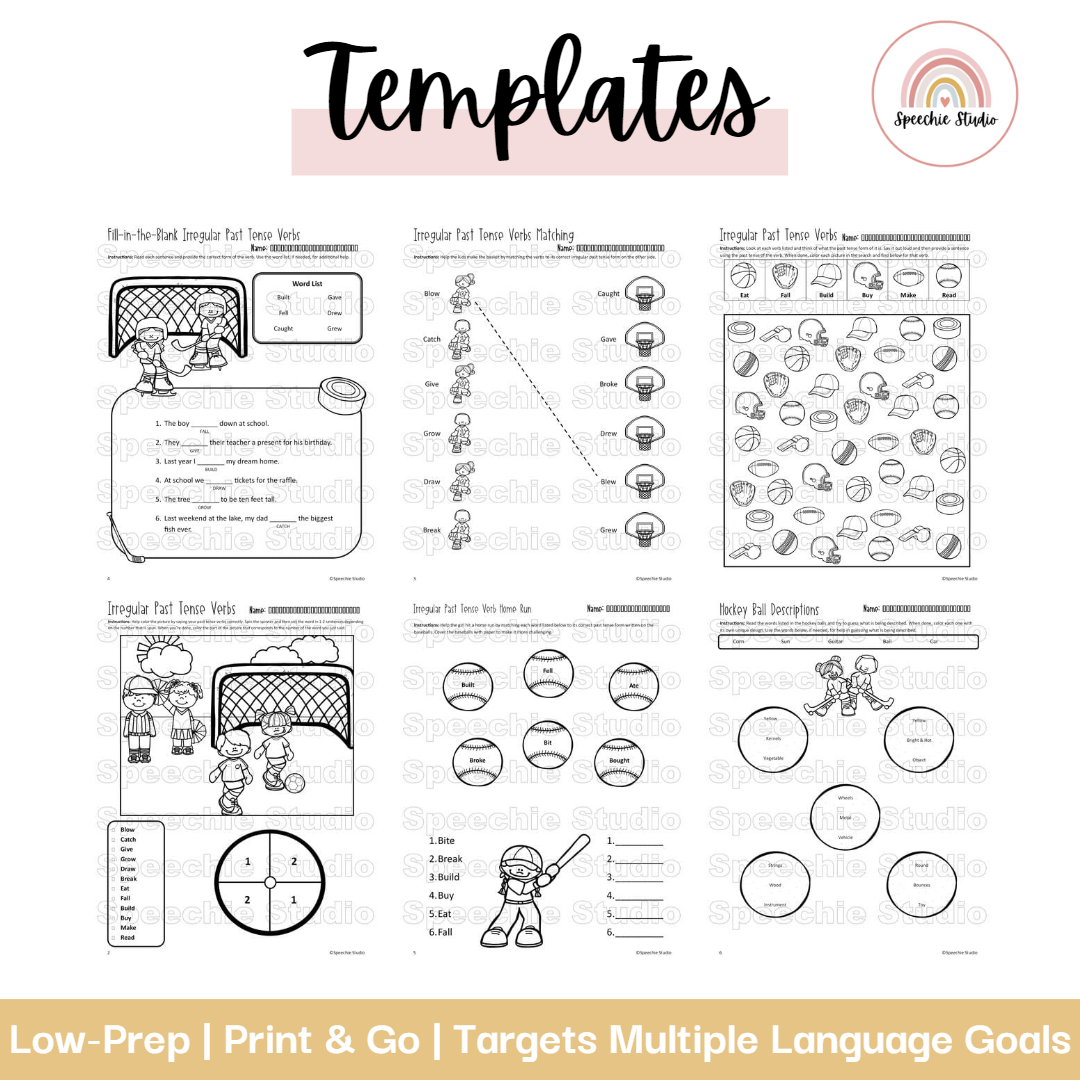 Sports Language Worksheets and Activities for Speech Therapy No Prep ...