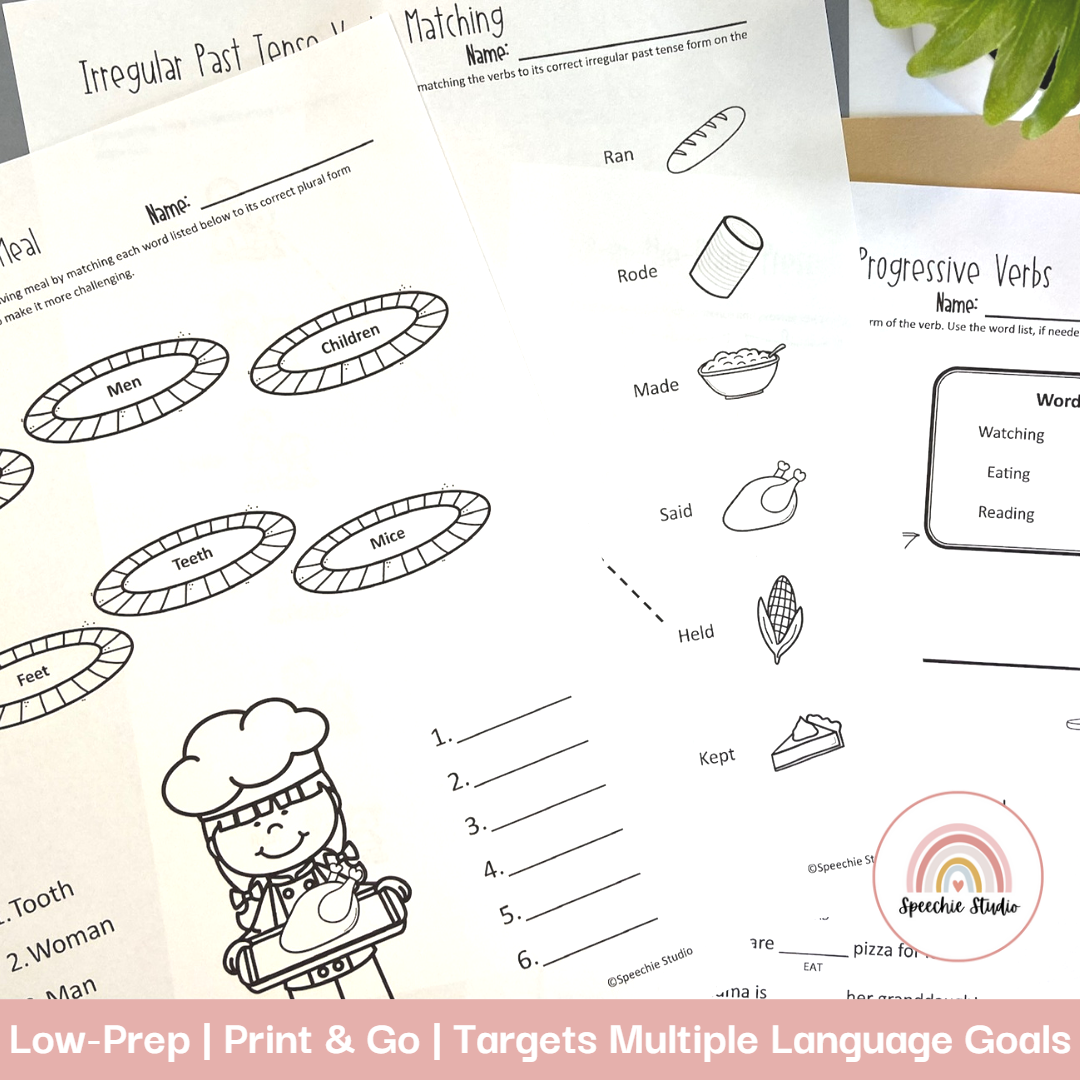 Thanksgiving Language Worksheets and Activities for Speech Therapy No ...
