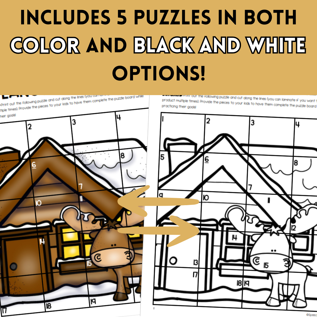 Winter Language and Articulation Speech Therapy Activity Puzzles ...