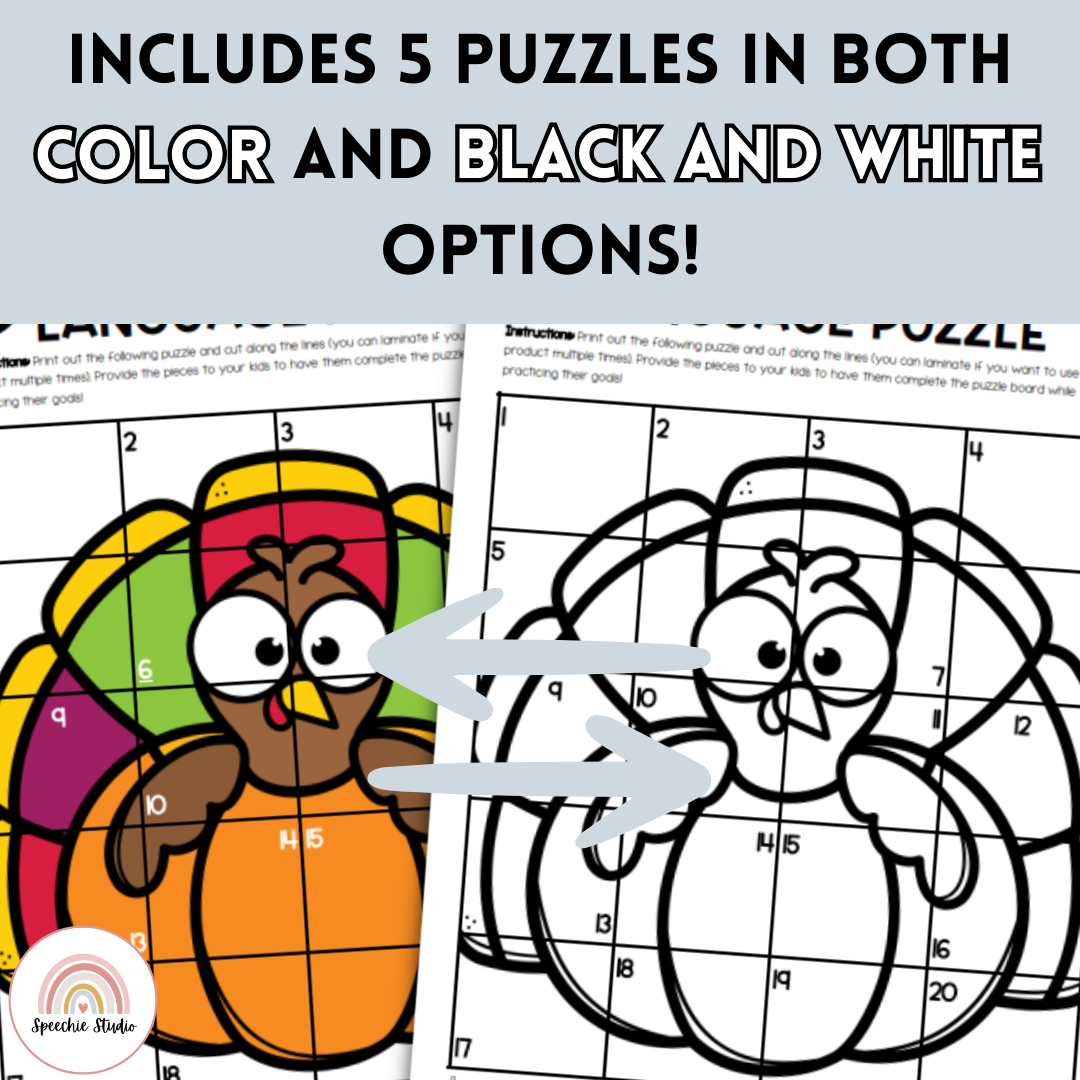 Thanksgiving Speech Therapy Language Puzzles and Activities - Speechie ...