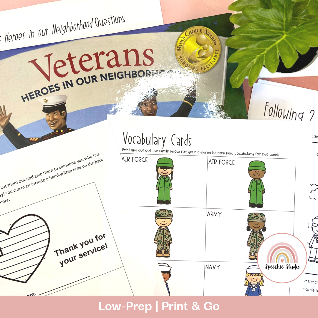 Veterans Day Themed Language and Articulation Workbook for Speech ...