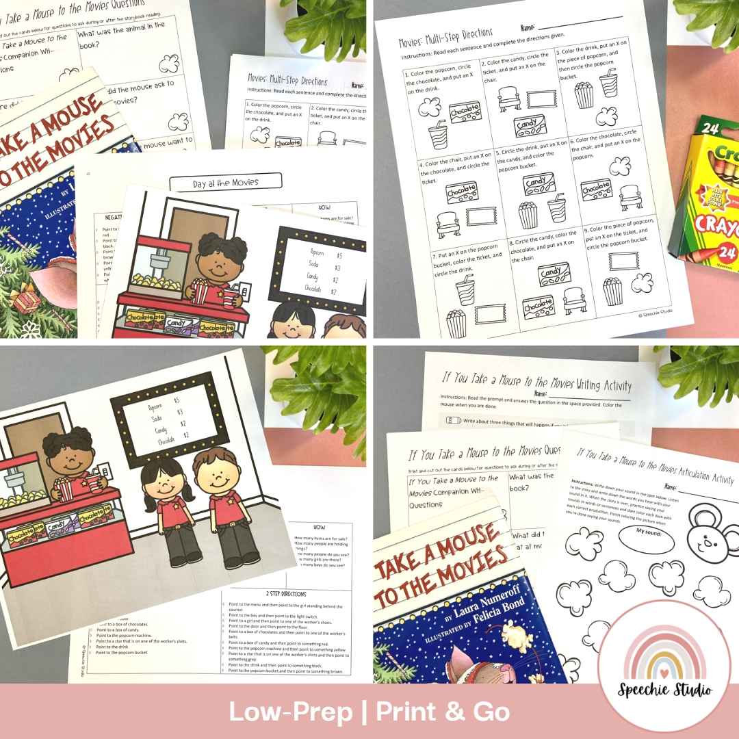 Movie No Prep Language and Articulation Activities for Speech Therapy ...