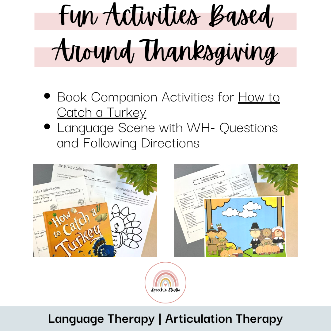 Thanksgiving Themed Language and Articulation Workbook for Speech ...
