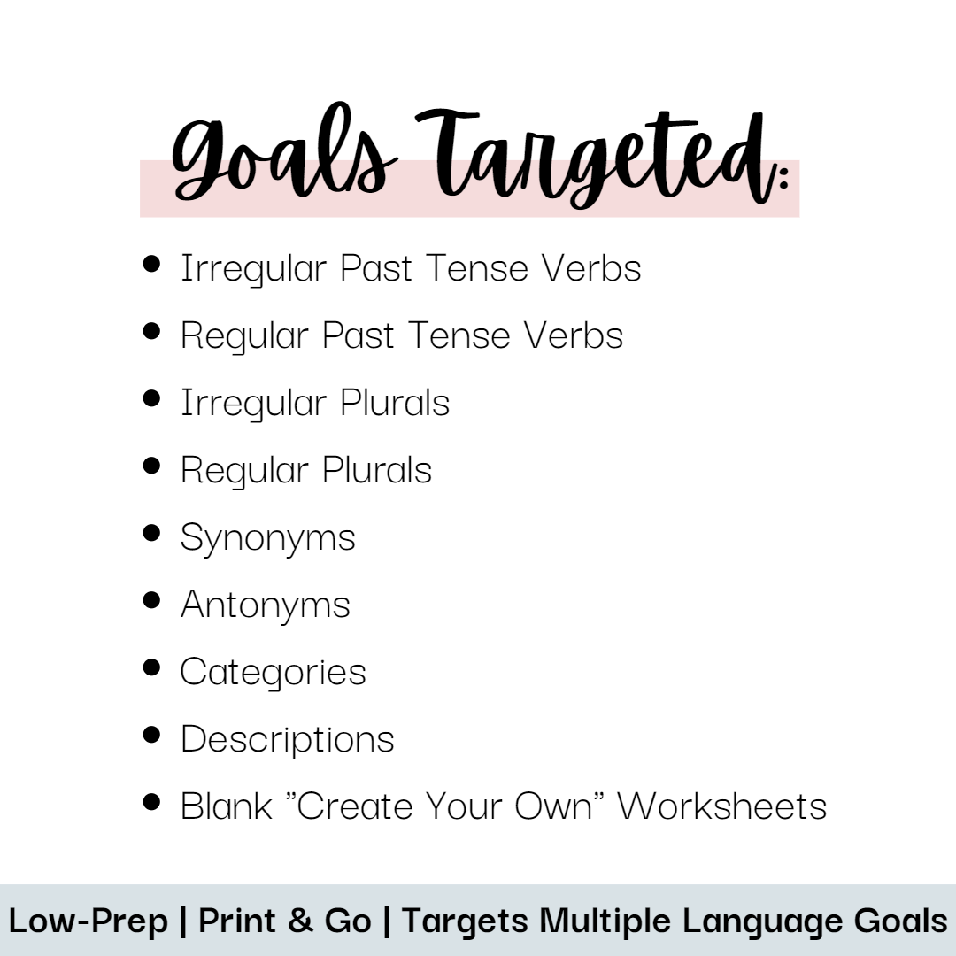 Movie Language Worksheets and Activities for Speech Therapy No Prep ...