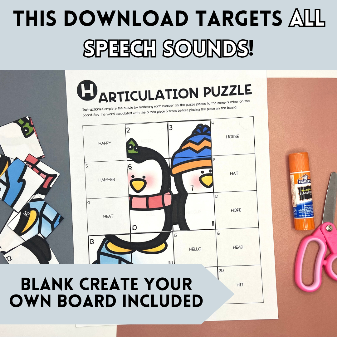 Winter Speech Therapy Articulation Puzzles and Activities - Speechie Studio