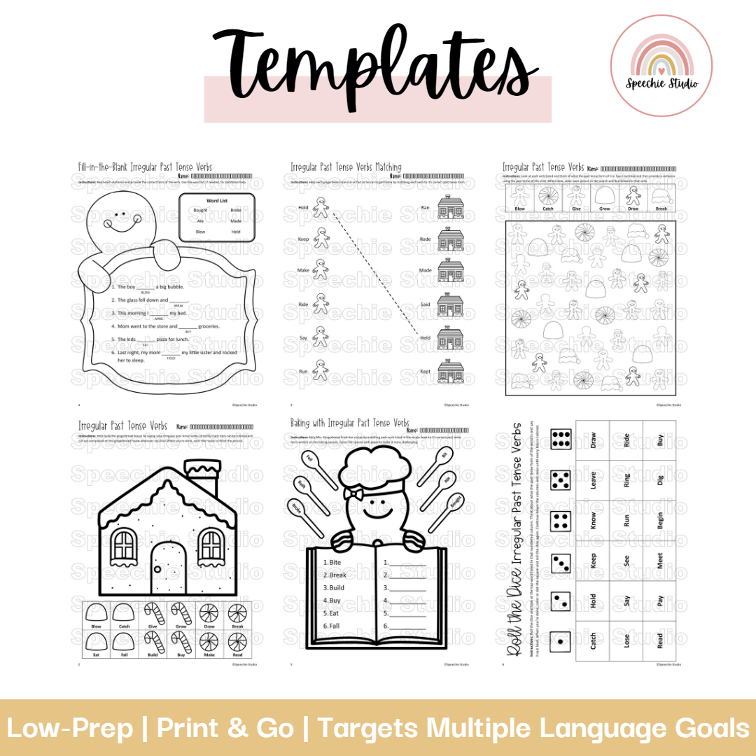 Gingerbread Language Worksheets and Activities for Speech Therapy No ...