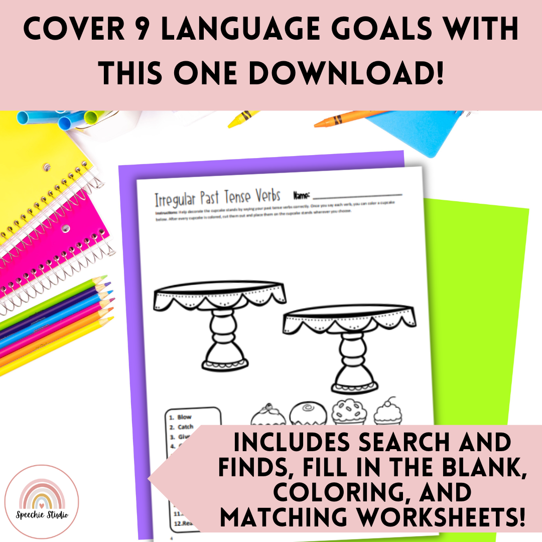 Cupcake Language Worksheets and Activities for Speech Therapy No Prep ...