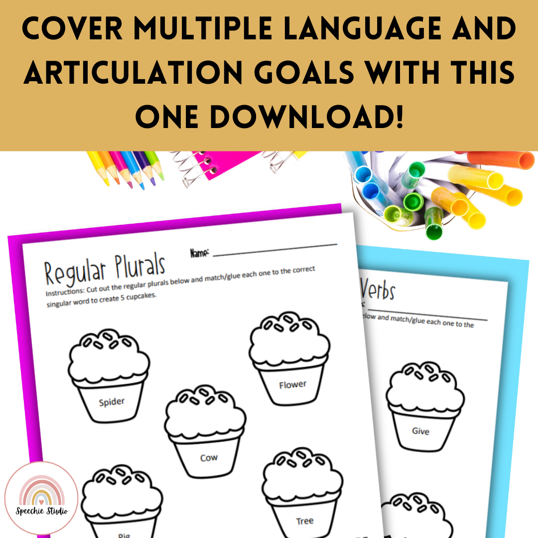 Cupcake Themed Language and Articulation Workbook for Speech Therapy NO ...